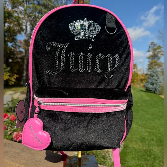 Juicy Couture | Bags | Nwt Juicy Couture Hot Pink Black Velour ...